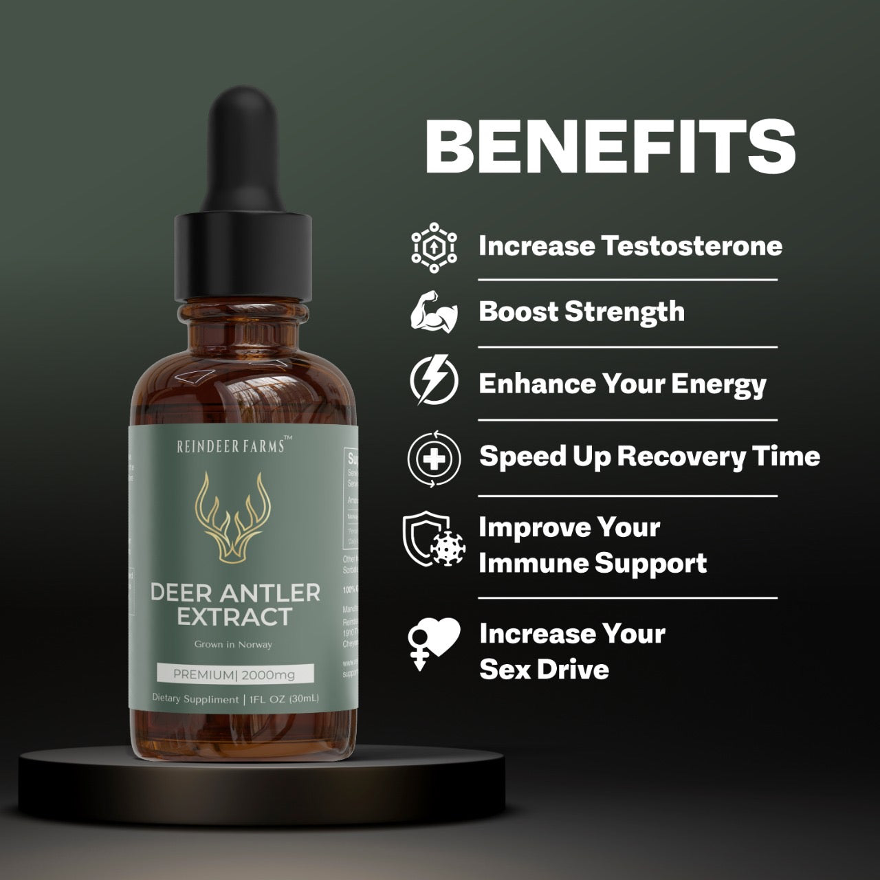 Premium Deer Antler Velvet Extract 2000mg | Reindeer Farms